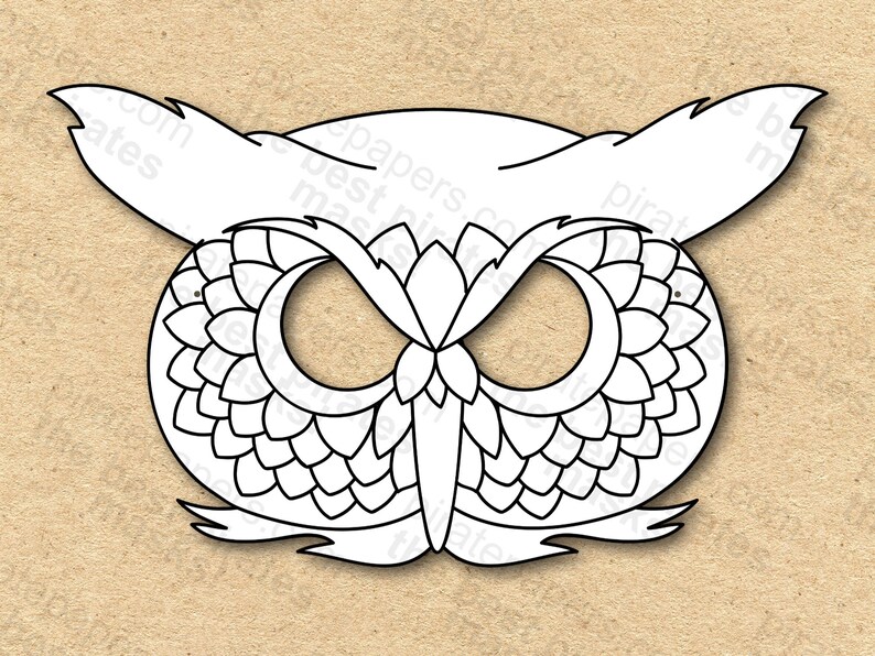 Owl Mask Printable Coloring Paper DIY for Kids and Adults. - Etsy