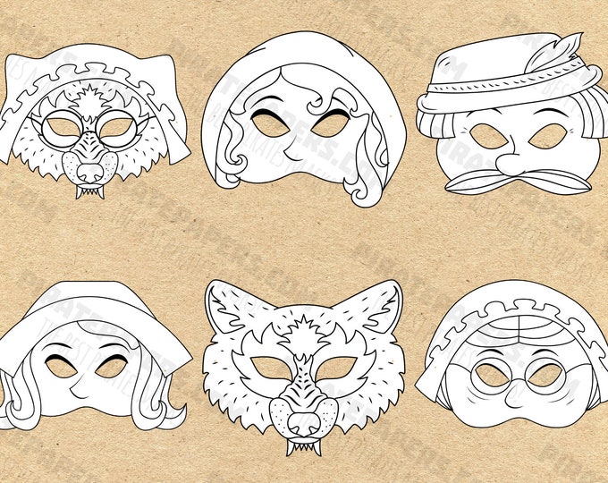 Little Red Riding Hood Printable Coloring Masks, Little Red, Wolf Mask ...