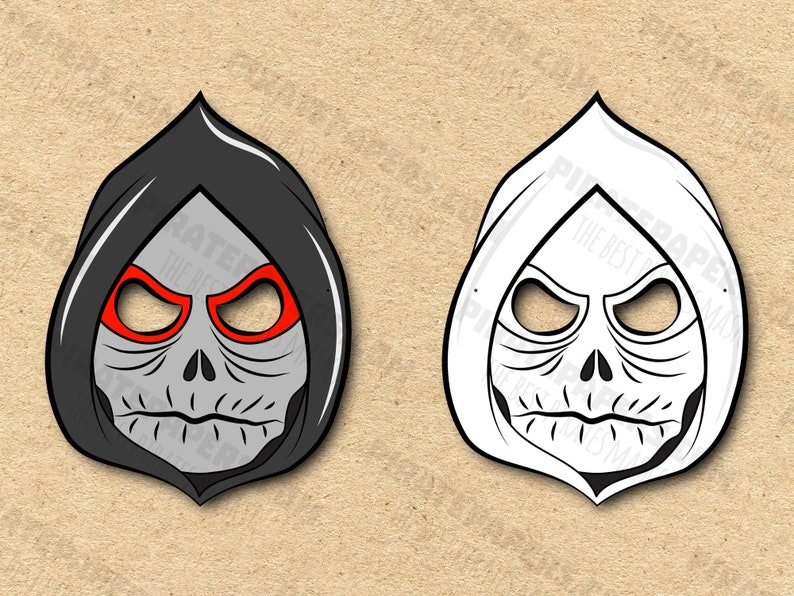 Grim Reaper (death) Masks Printable Color + Coloring, Paper DIY for ...
