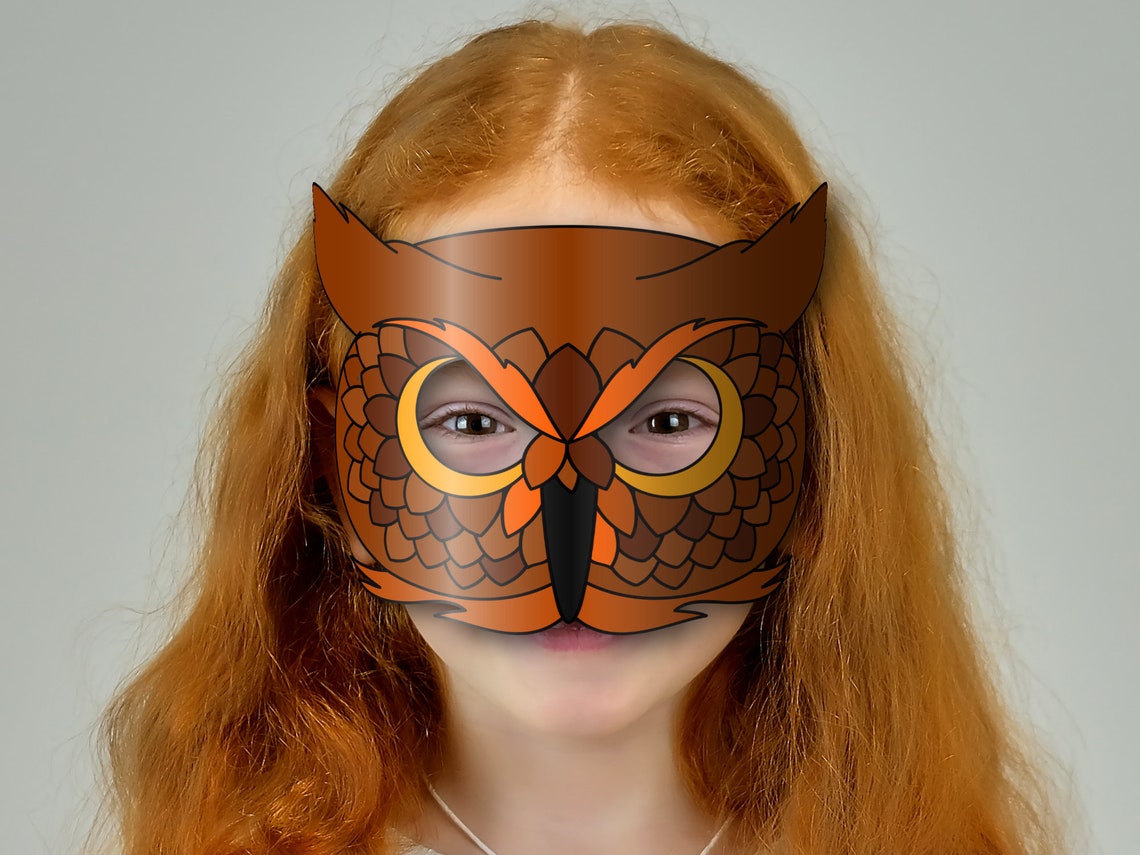 Owl Mask Printable, Paper DIY for Kids and Adults. PDF Template ...