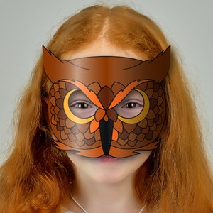 Owl Mask Printable, Paper DIY for Kids and Adults. PDF Template ...