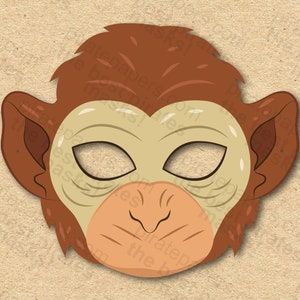 Monkey Mask Printable Paper DIY for Kids and Adults. PDF - Etsy
