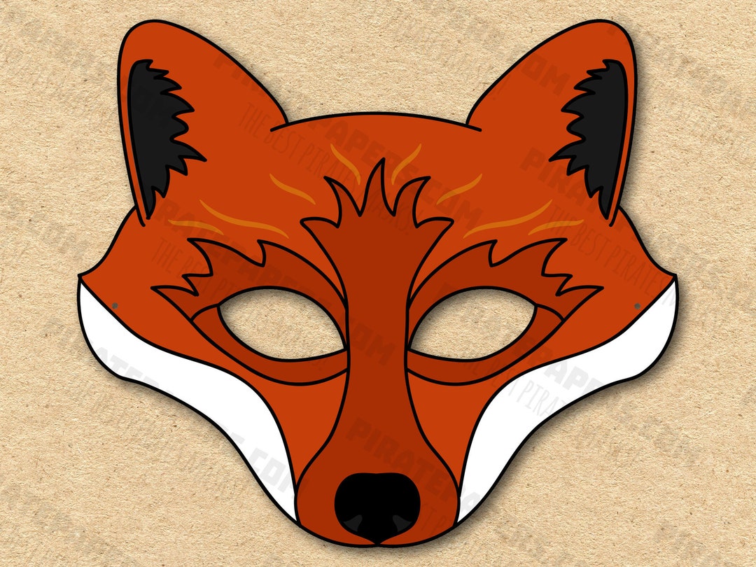 Red Fox Mask Printable, Paper DIY for Kids and Adults. PDF Template ...