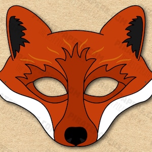 Red Fox Mask Printable, Paper DIY for Kids and Adults. PDF Template ...