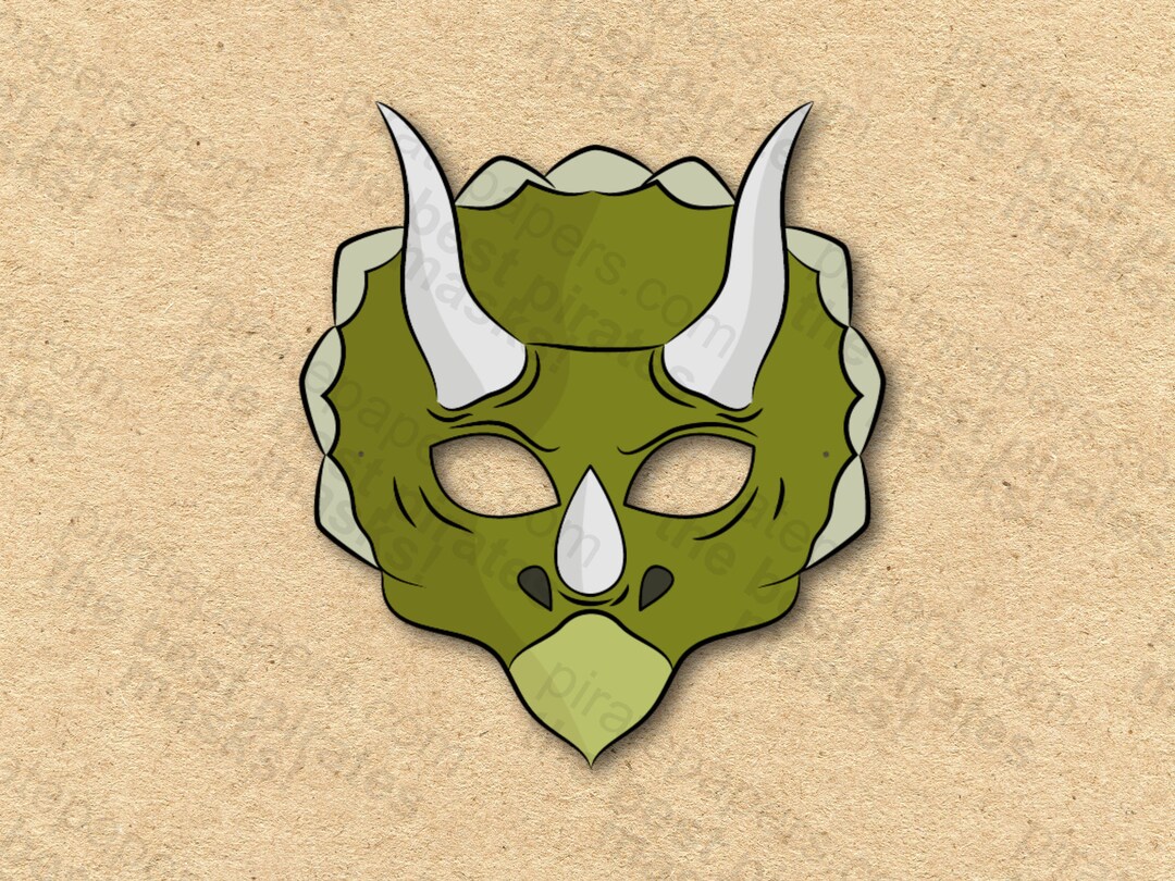 Dinosaur Triceratops Mask Printable Paper DIY for Kids and - Etsy