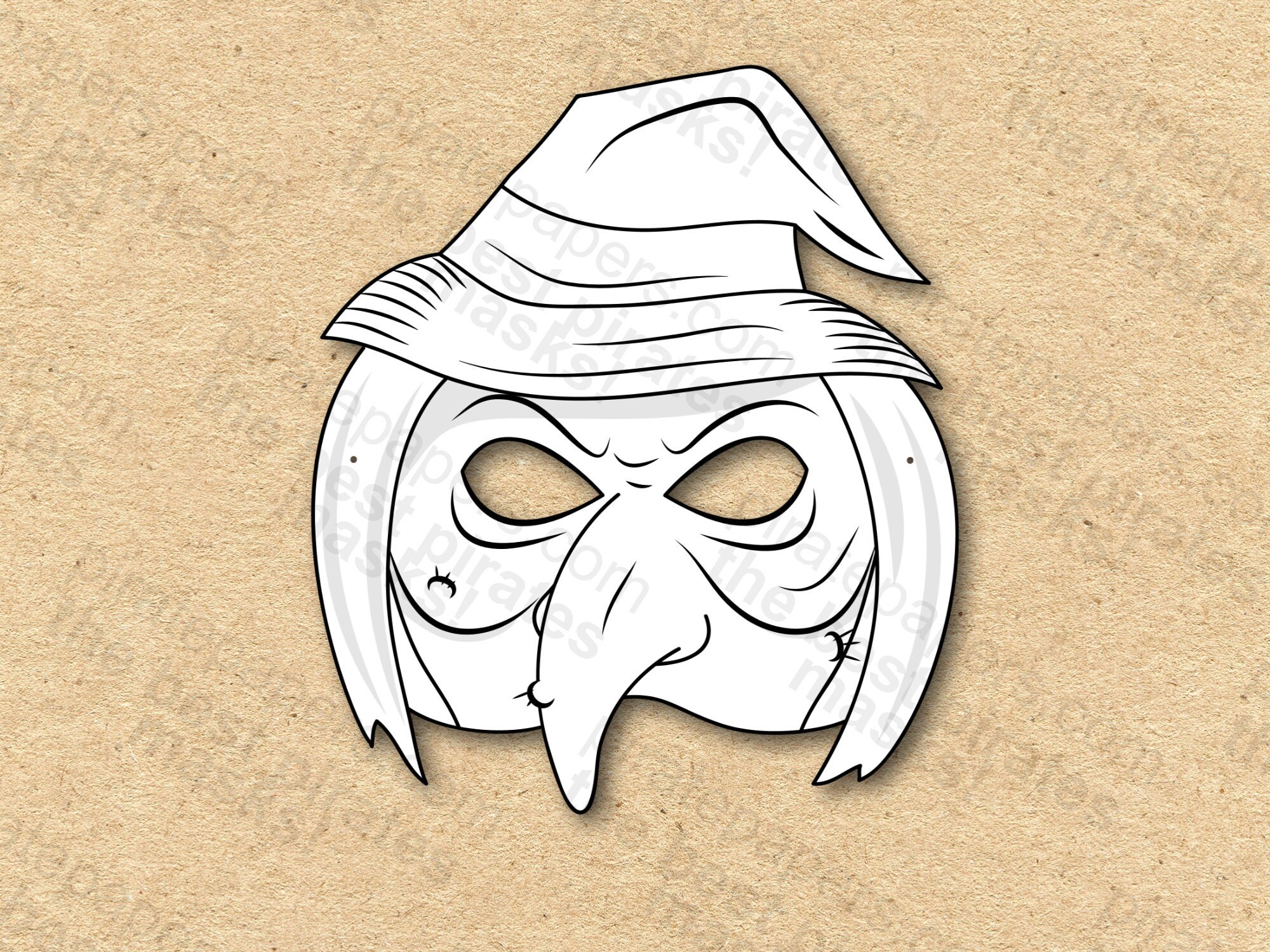 Witch Mask Printable Coloring Paper DIY for Kids and Adults. - Etsy