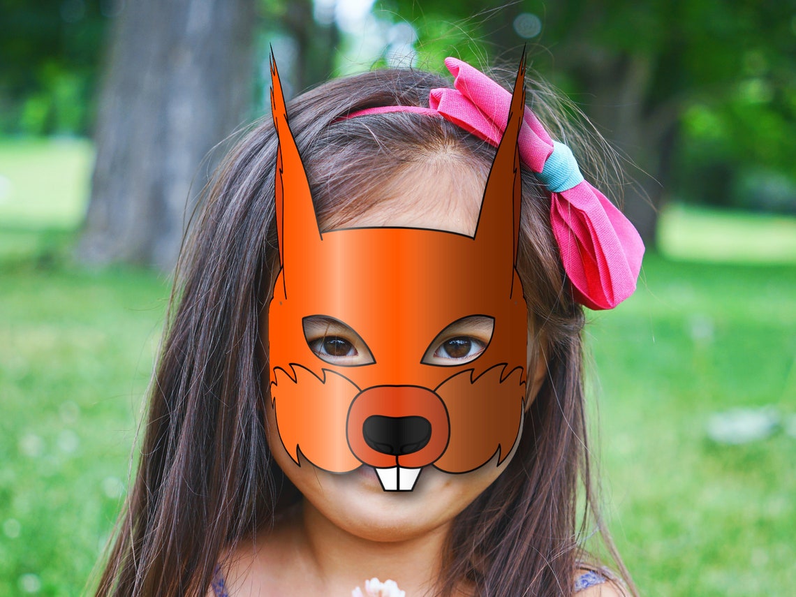 Squirrel Masks Printable Color + Coloring, Paper DIY for Kids and ...