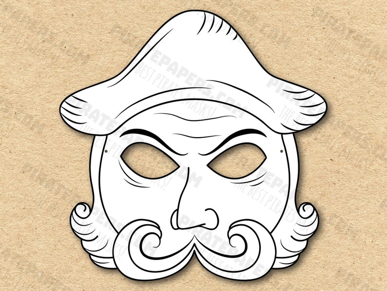 Pirate Henry Morgan Masks Printable Color Coloring, Paper DIY for Kids ...