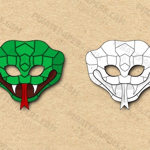 Snake Masks Printable Color + Coloring, Paper DIY for Kids and Adults ...