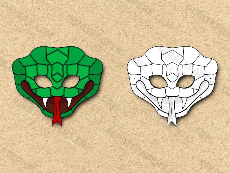 Snake Masks Printable Color + Coloring, Paper DIY for Kids and Adults ...