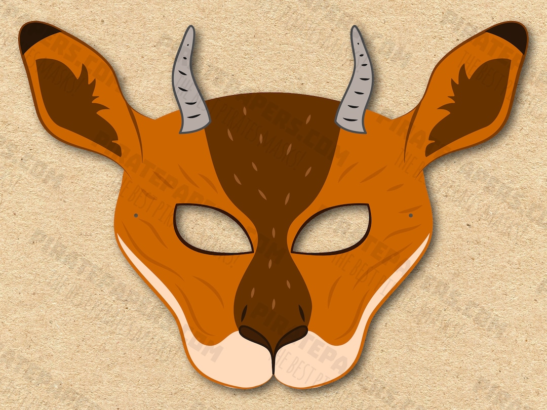 Antelope Mask Printable, Paper DIY for Kids and Adults. PDF Template ...