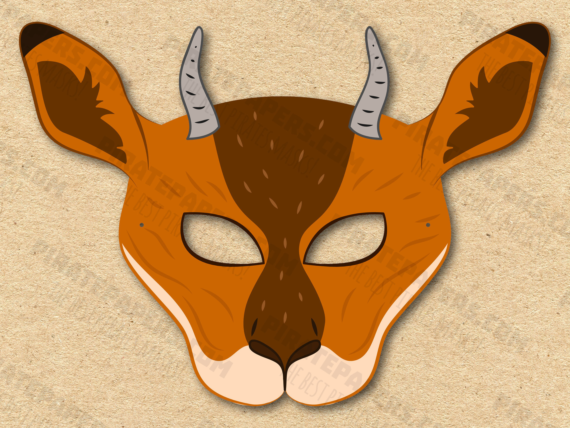 Antelope Mask Printable, Paper DIY for Kids and Adults. PDF Template ...