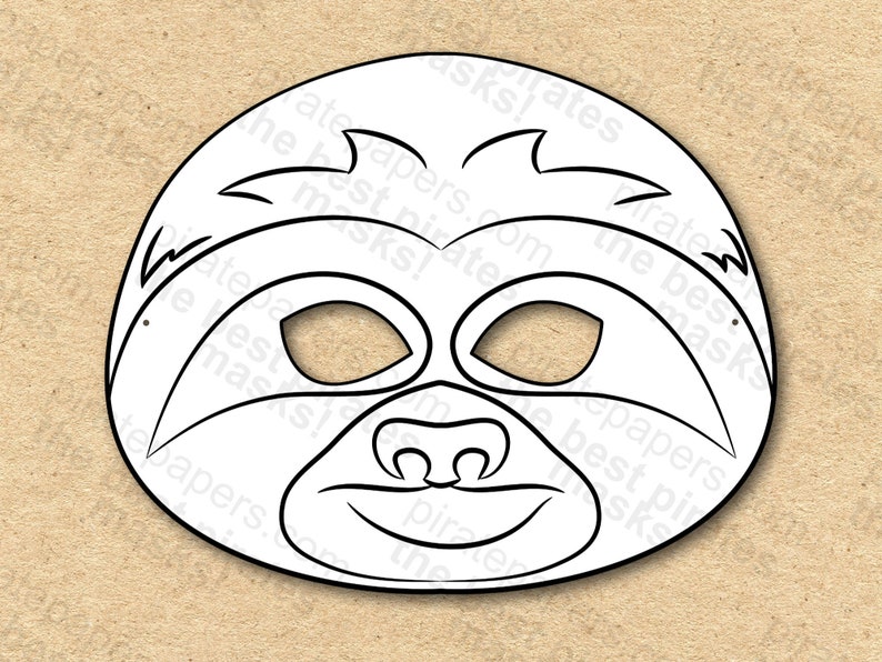 Sloth Masks Printable Color Coloring Paper DIY for Kids and - Etsy