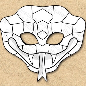 Snake Masks Printable Color Coloring Paper DIY for Kids and - Etsy
