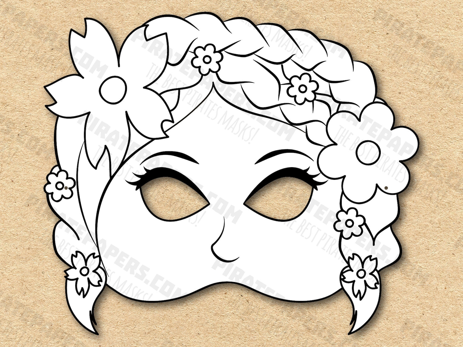 Rapunzel Mask Printable Coloring, Paper DIY for Kids and Adults. PDF ...