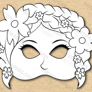 Rapunzel Mask Printable Coloring, Paper DIY for Kids and Adults. PDF ...