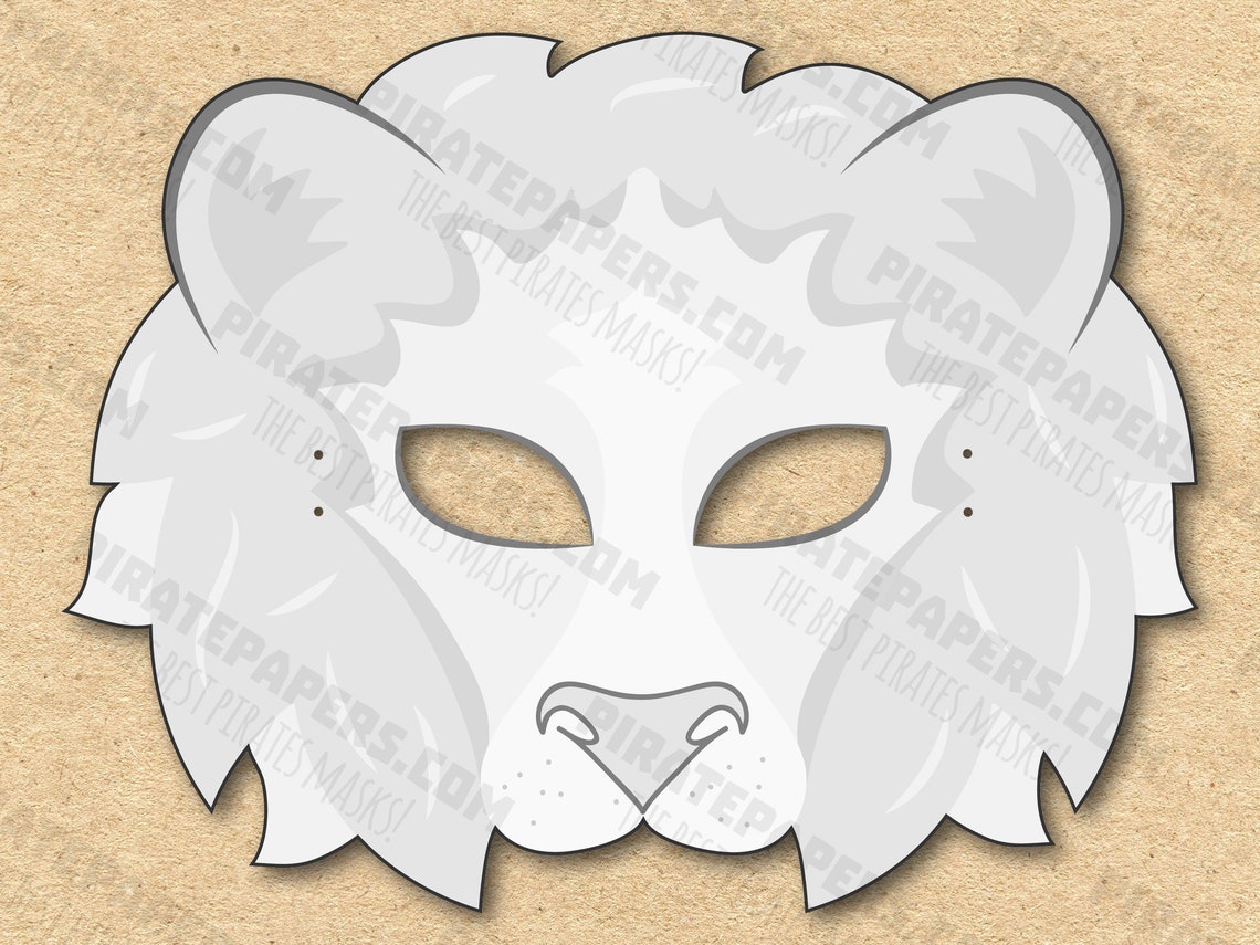 Zoo Animals Masks Printable Coloring, Elephant, Wolf, Fox, Lion. Paper ...