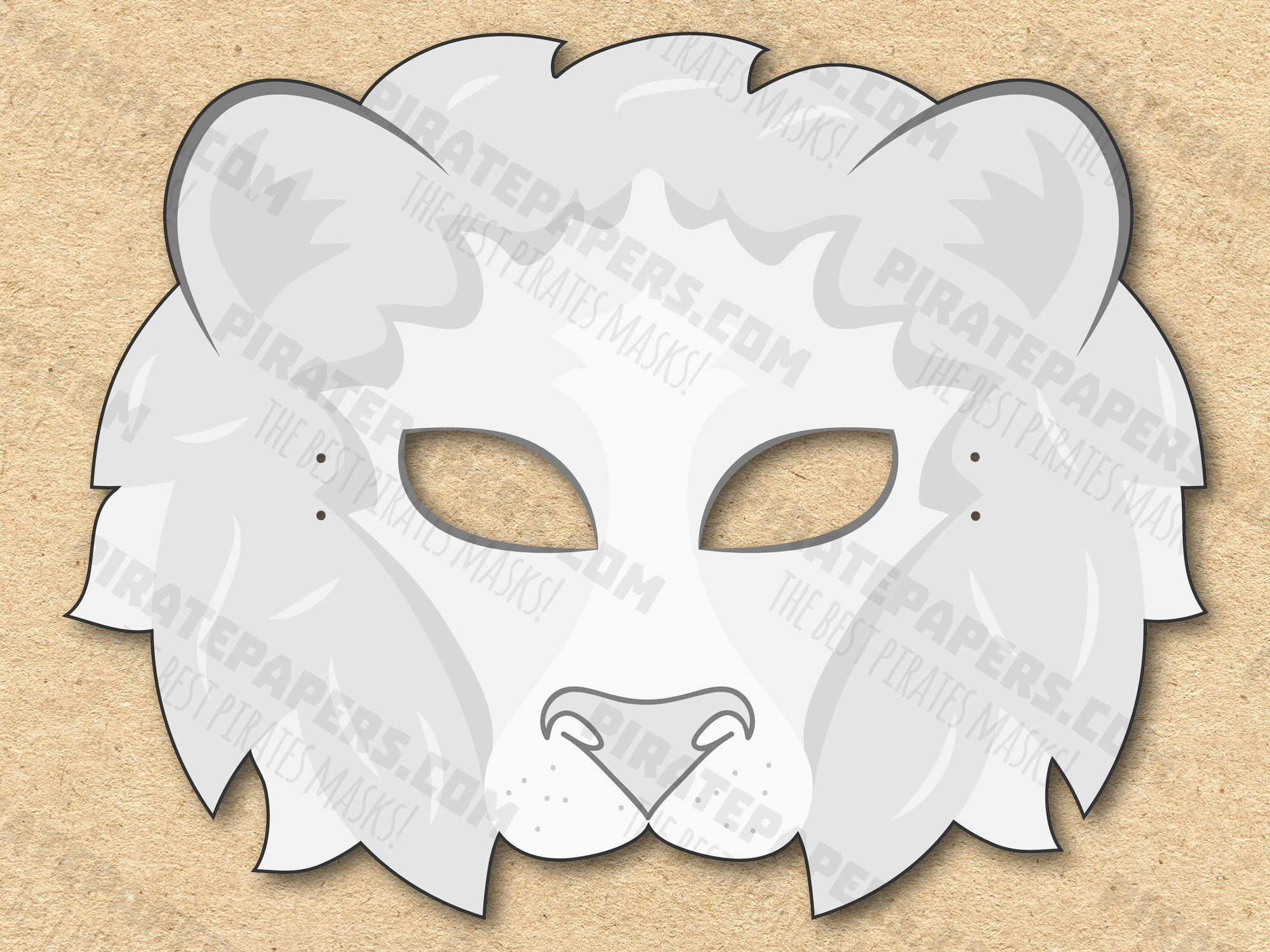 Lion Masks Printable Color + Coloring, Paper DIY for Kids and Adults. PDF Template. Instant ...