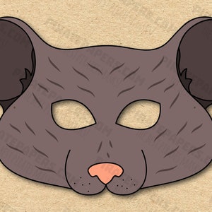 Mouse Mask Printable, Paper DIY for Kids and Adults. PDF Template ...