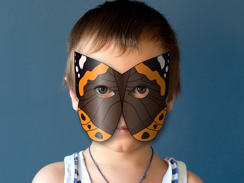 Butterfly Mask Printable Red Admiral, Paper DIY for Kids and Adults ...