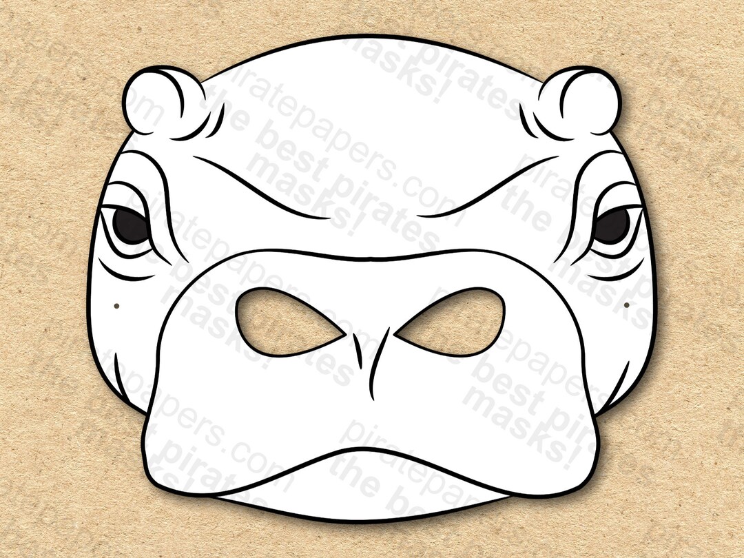 Hippo Mask Printable Coloring Paper DIY for Kids and Adults. - Etsy