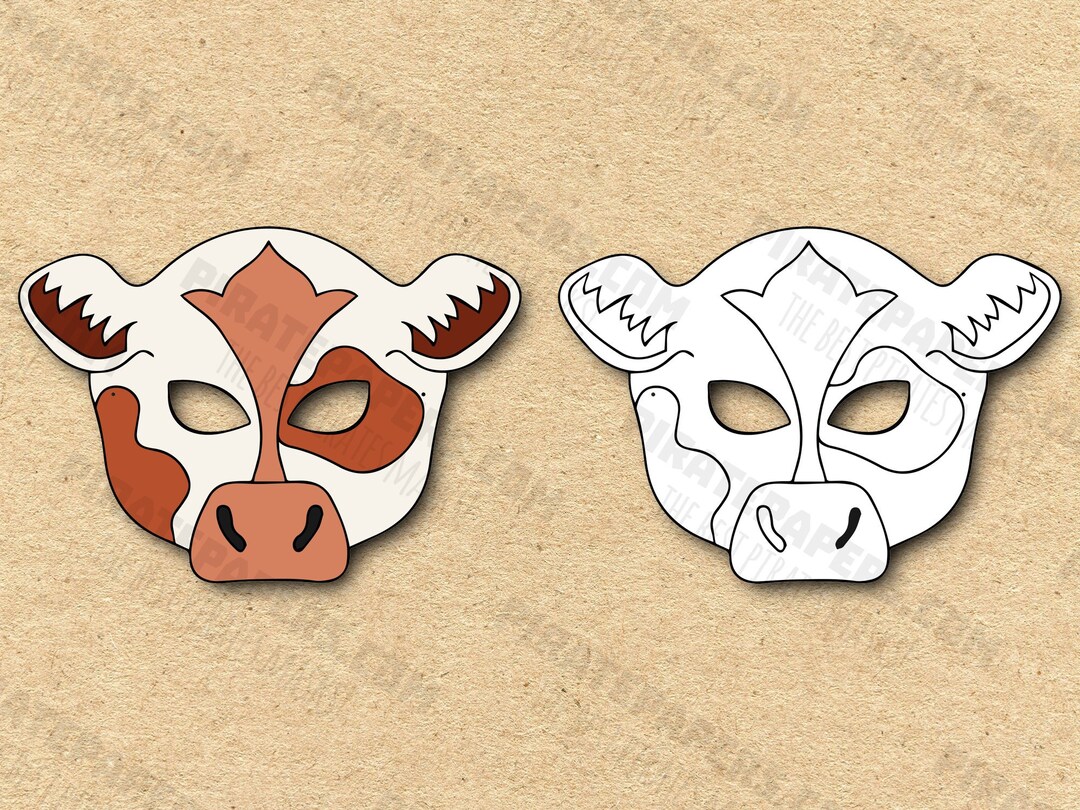 Cow Masks Printable Color + Coloring, Paper DIY for Kids and Adults ...
