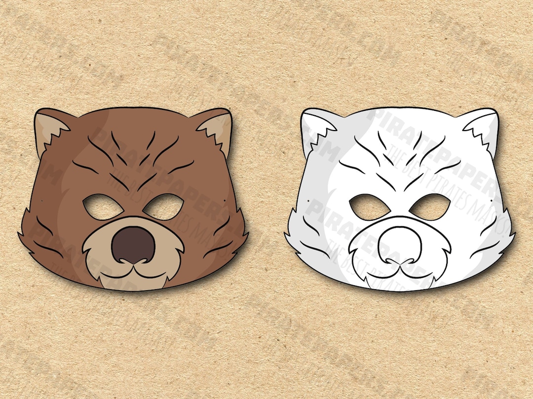 Wombat Masks Printable Color + Coloring, Paper DIY for Kids and Adults ...