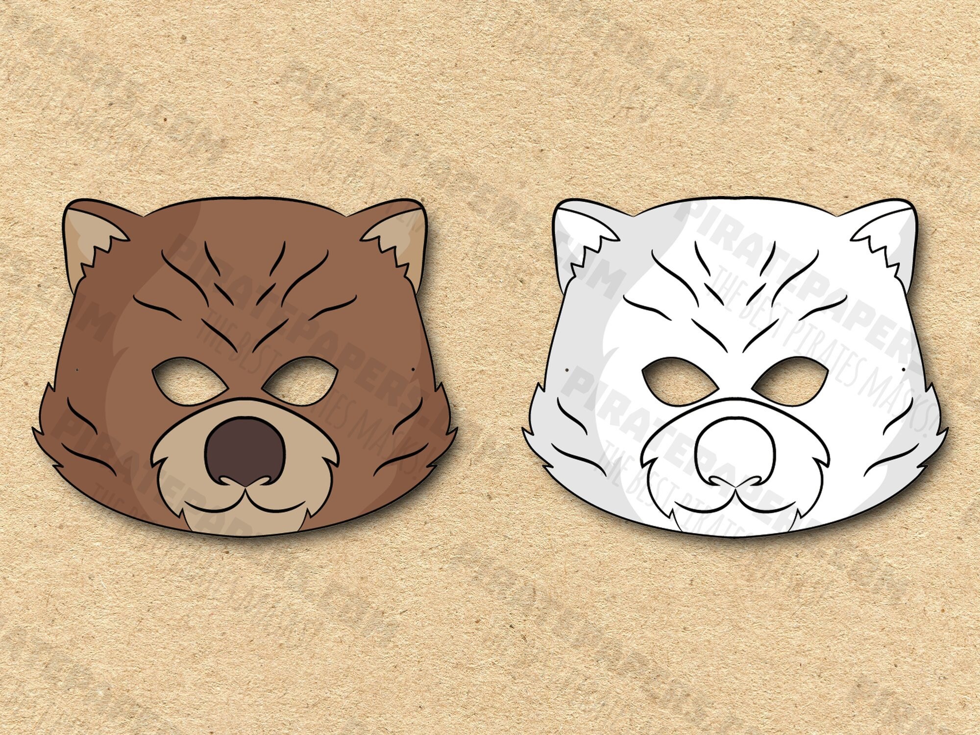 Wombat Masks Printable Color Coloring, Paper DIY for Kids and Adults ...