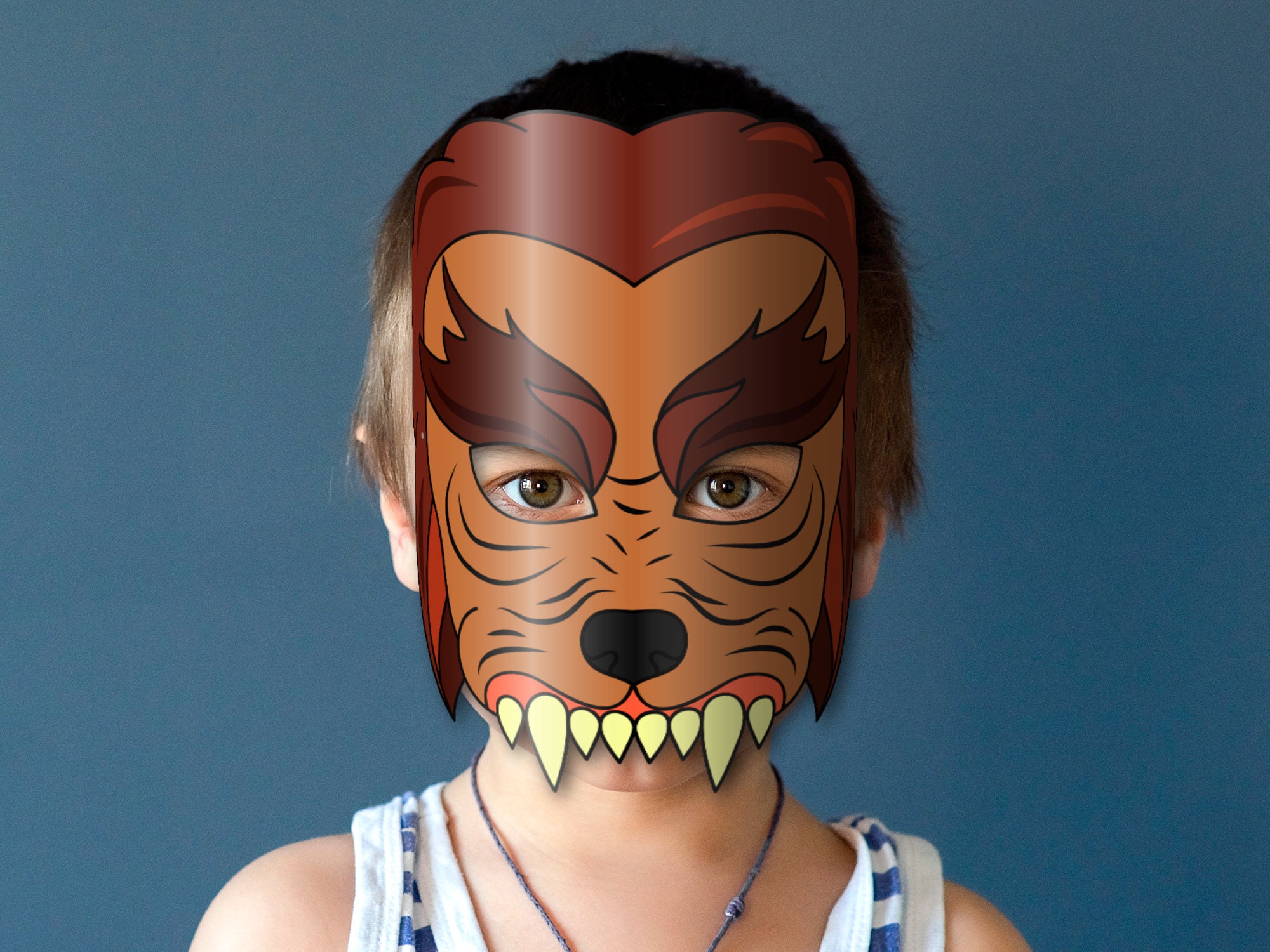 Werewolf Mask Printable, Paper DIY for Kids and Adults. PDF Template ...