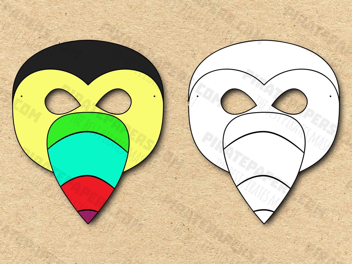 Toucan Masks Printable Color Coloring, Paper DIY for Kids and Adults ...