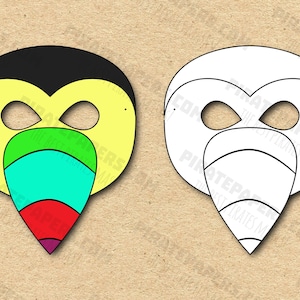 Toucan Masks Printable Color + Coloring, Paper DIY for Kids and Adults ...