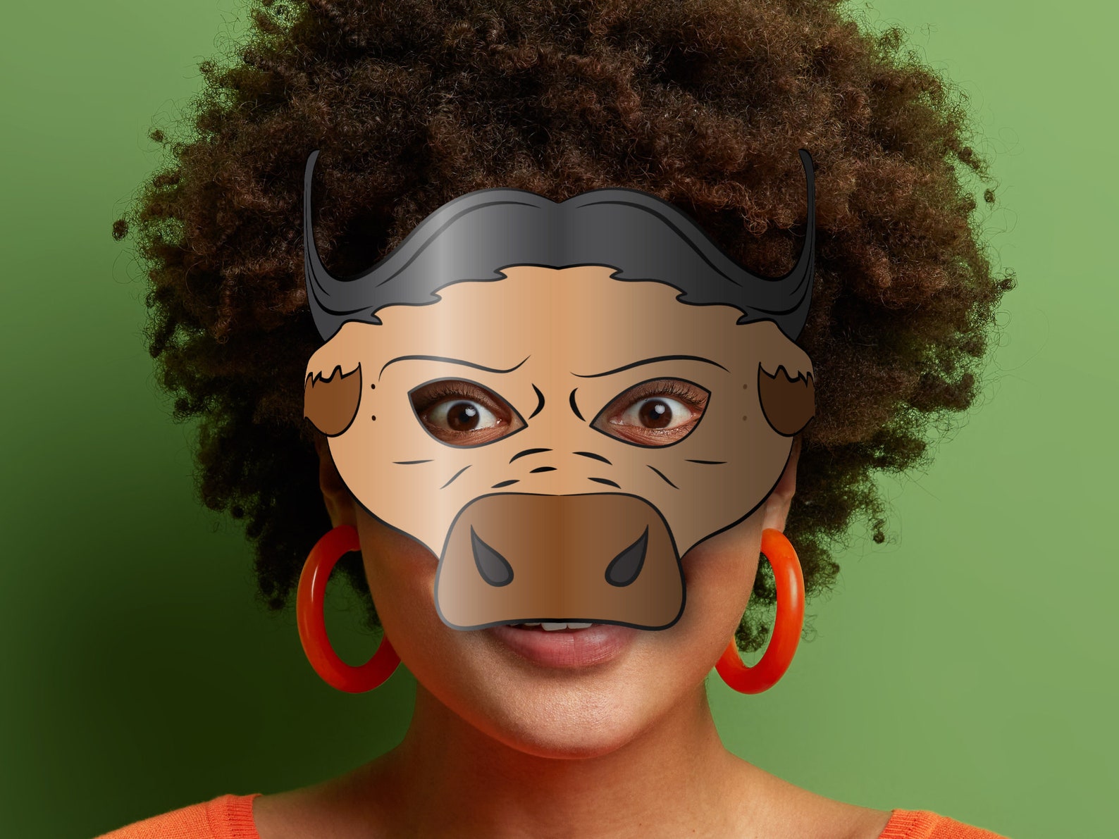 Buffalo Mask Printable, Paper DIY for Kids and Adults. PDF Template ...