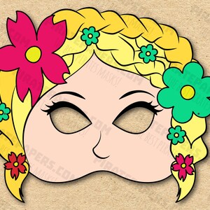 Rapunzel Mask Printable, Paper DIY for Kids and Adults. PDF Template ...