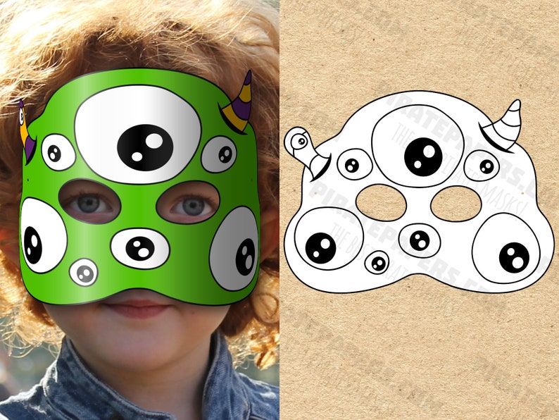 Monster 6 Masks Printable Color Coloring Paper DIY for - Etsy
