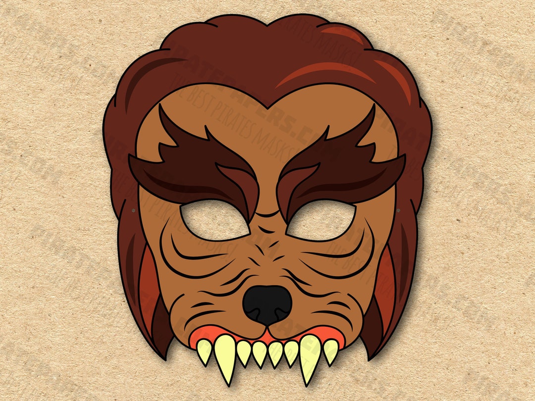 Werewolf Mask Printable, Paper DIY for Kids and Adults. PDF Template ...