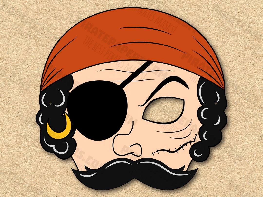One-eyed Pirate Mask Printable, Paper DIY for Kids and Adults. PDF ...