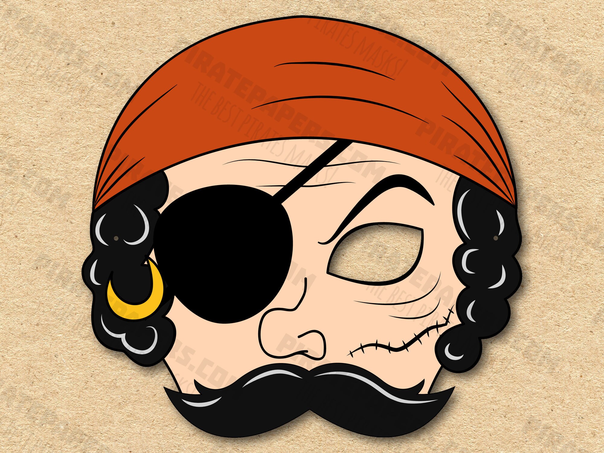 One-eyed Pirate Masks Printable Color Coloring, Paper DIY for Kids and ...