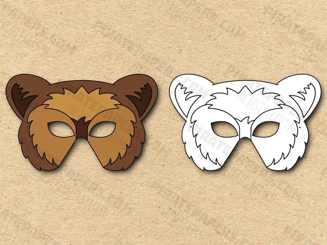 Bear Masks Printable Color + Coloring, Paper DIY for Kids and Adults ...