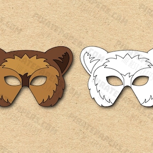 Bear Masks Printable Color + Coloring, Paper DIY for Kids and Adults ...