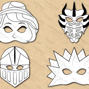 Fairy Tale 3 Masks Printable Coloring Sun Cinderella Evil - Etsy