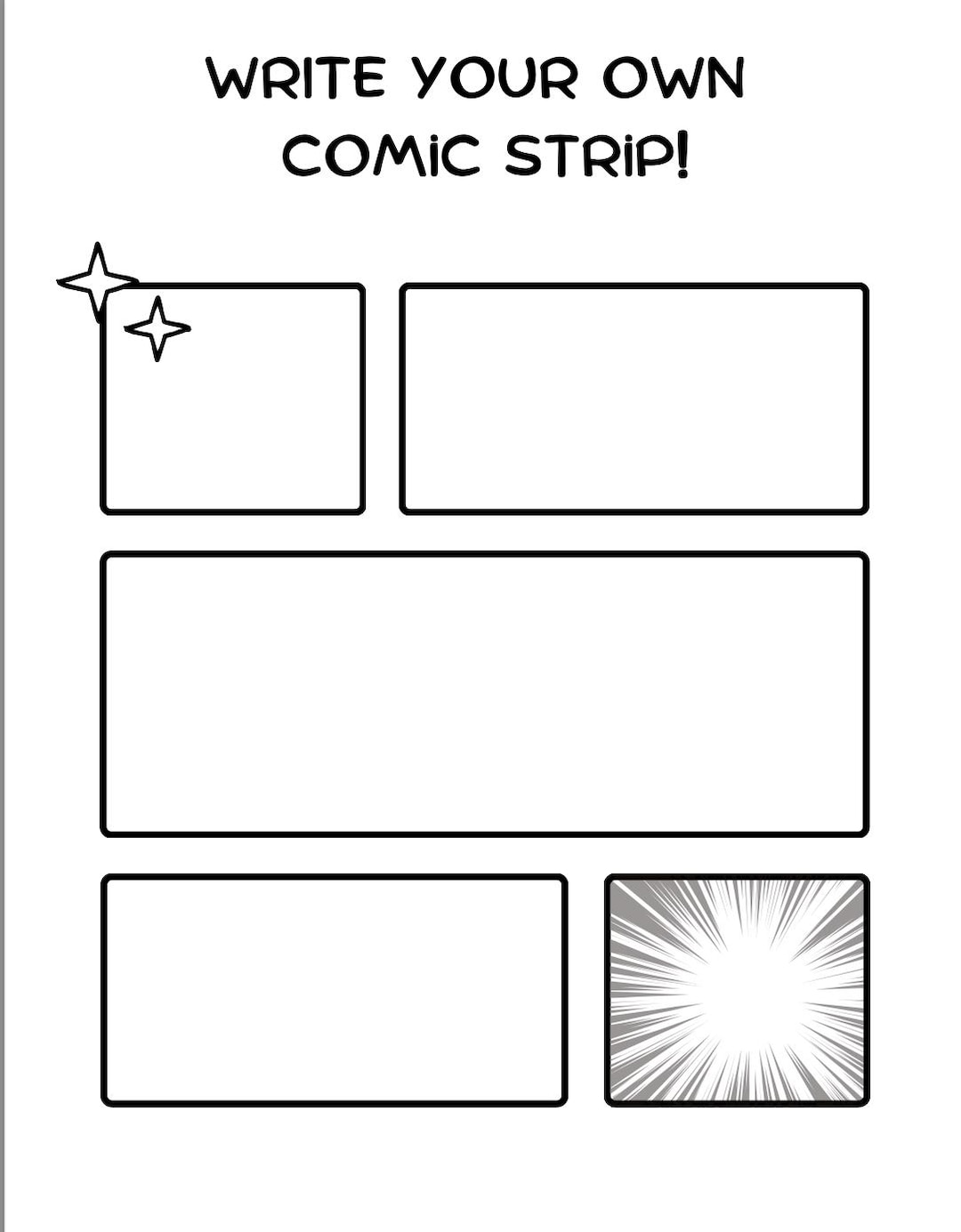 Create Your Own Comic Strip Printable | Kids DIY Comic Book Template | Digital Download, Drawing ...