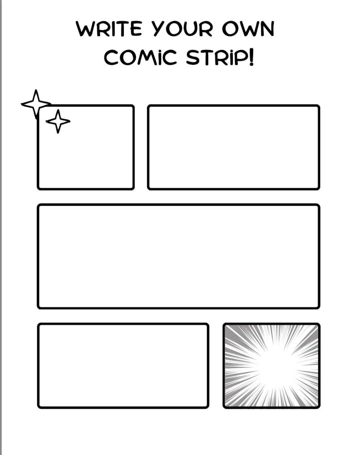 Create Your Own Comic Strip Printable | Kids DIY Comic Book Template ...