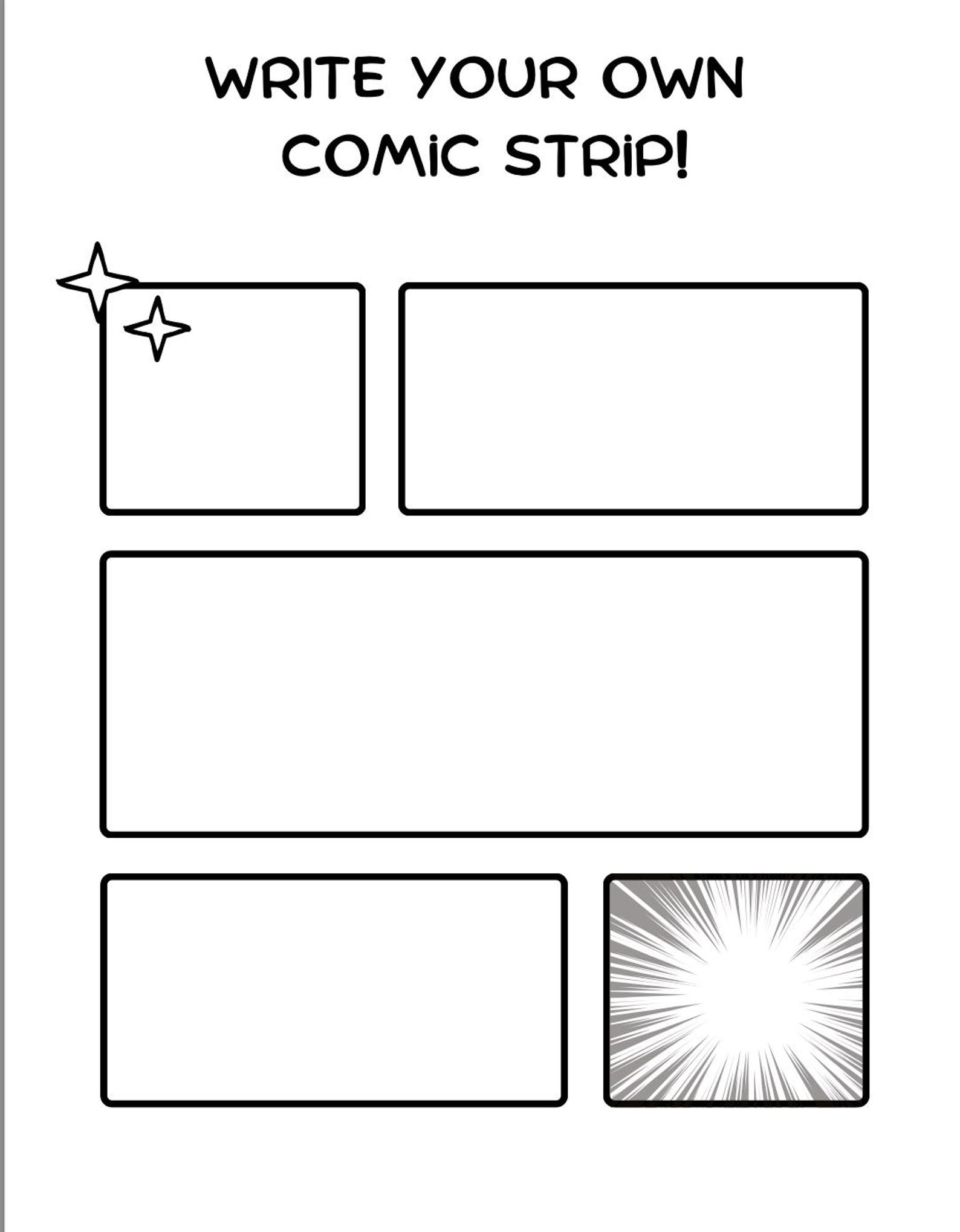 Create Your Own Comic Strip Printable | Kids DIY Comic Book Template ...