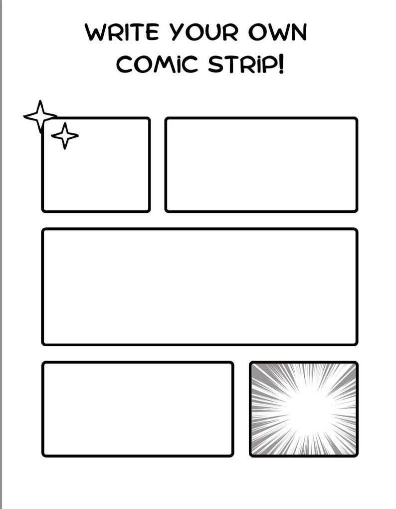 Create Your Own Comic Strip Printable | Kids DIY Comic Book Template ...