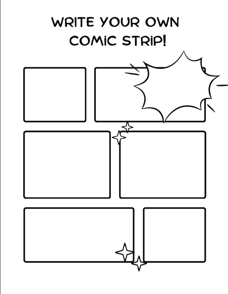 Create Your Own Comic Strip Printable | Kids DIY Comic Book Template ...