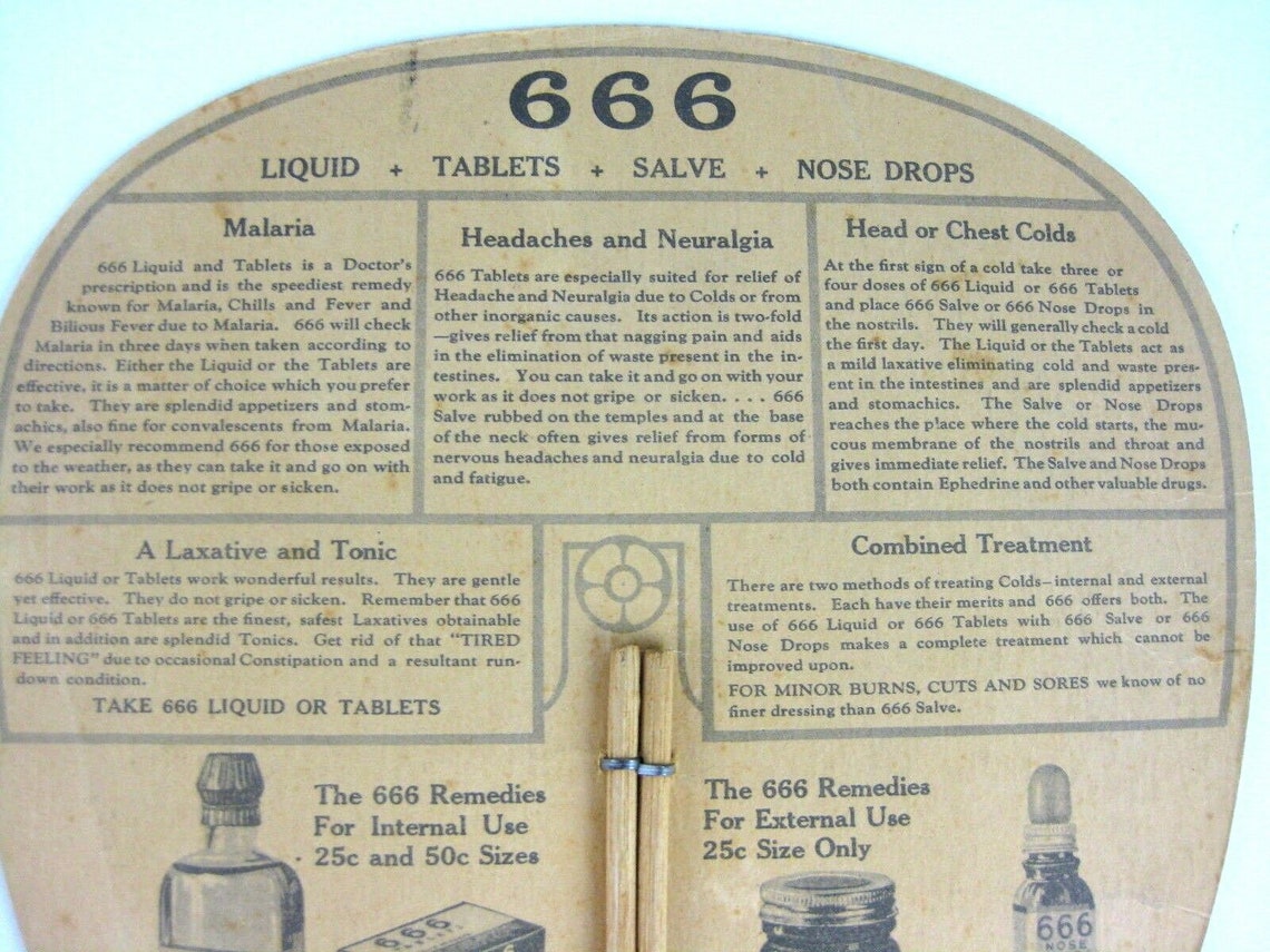 1930s 666 Liquid / Tablets / Salve / Nose Drops Advertising | Etsy