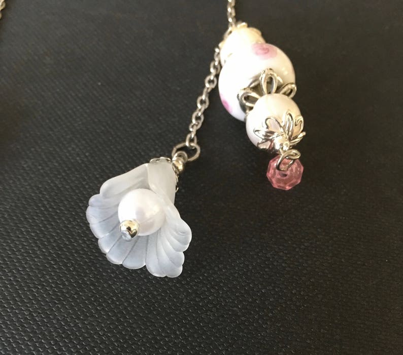 Handmade Silver Chain Bookmark in White and Pink Beading and - Etsy