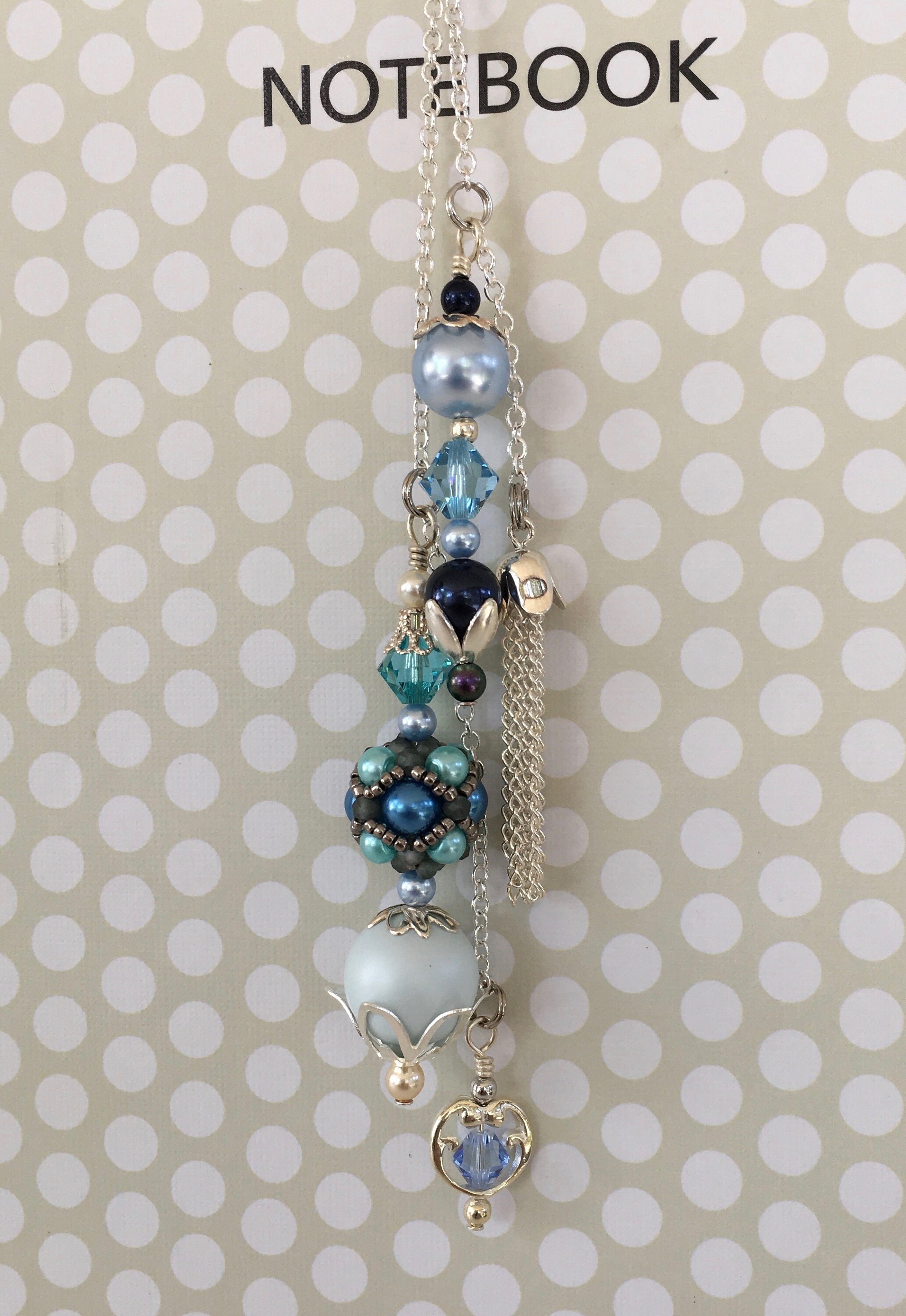 Chain Bookmark in Teals and Blues With All the Bells and - Etsy