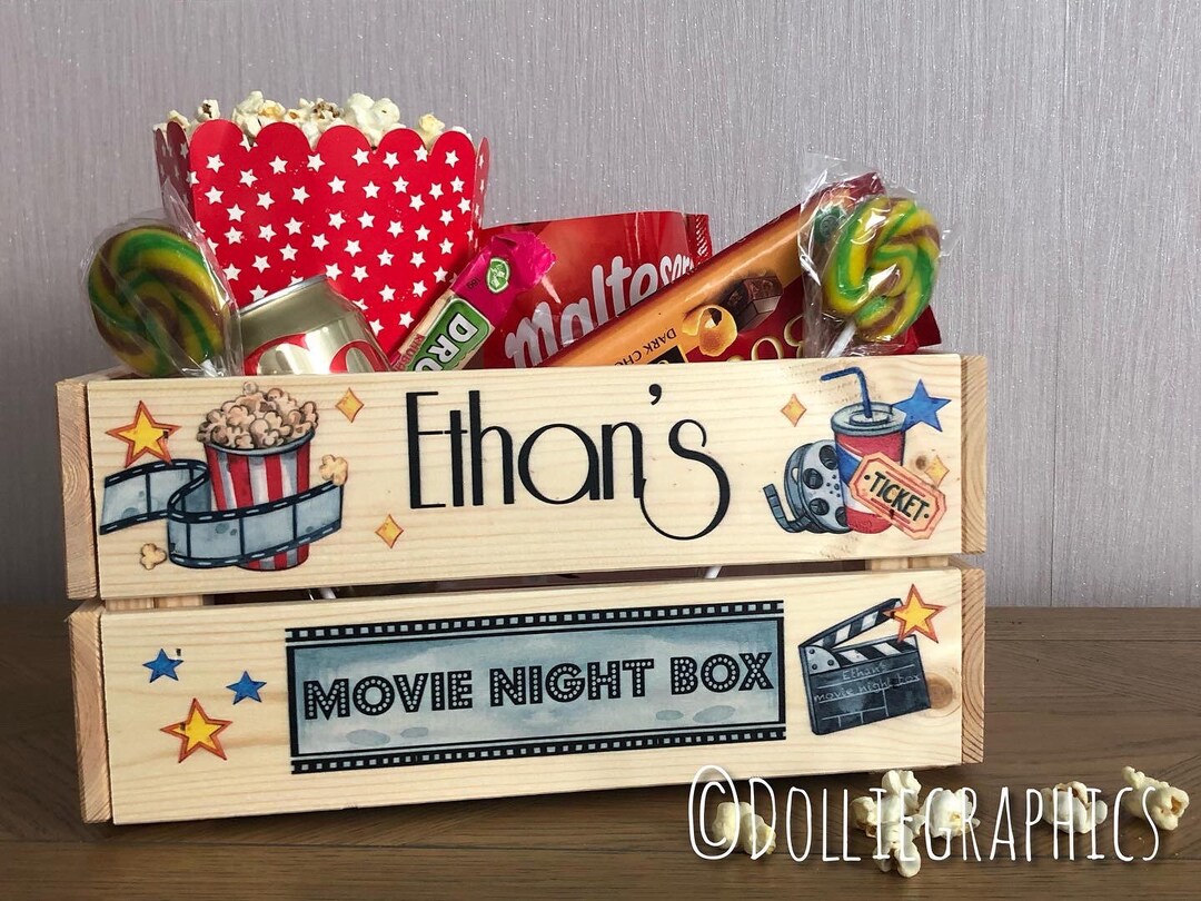 Personalised Movie Night Box Family Nights In Movie Night Crate Cinema ...