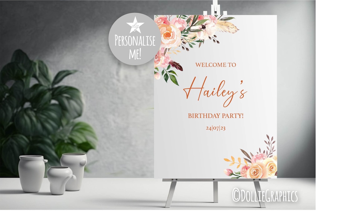 Personalised Birthday Sign, Table Sign, Easel Sign, Party Sign, Party ...